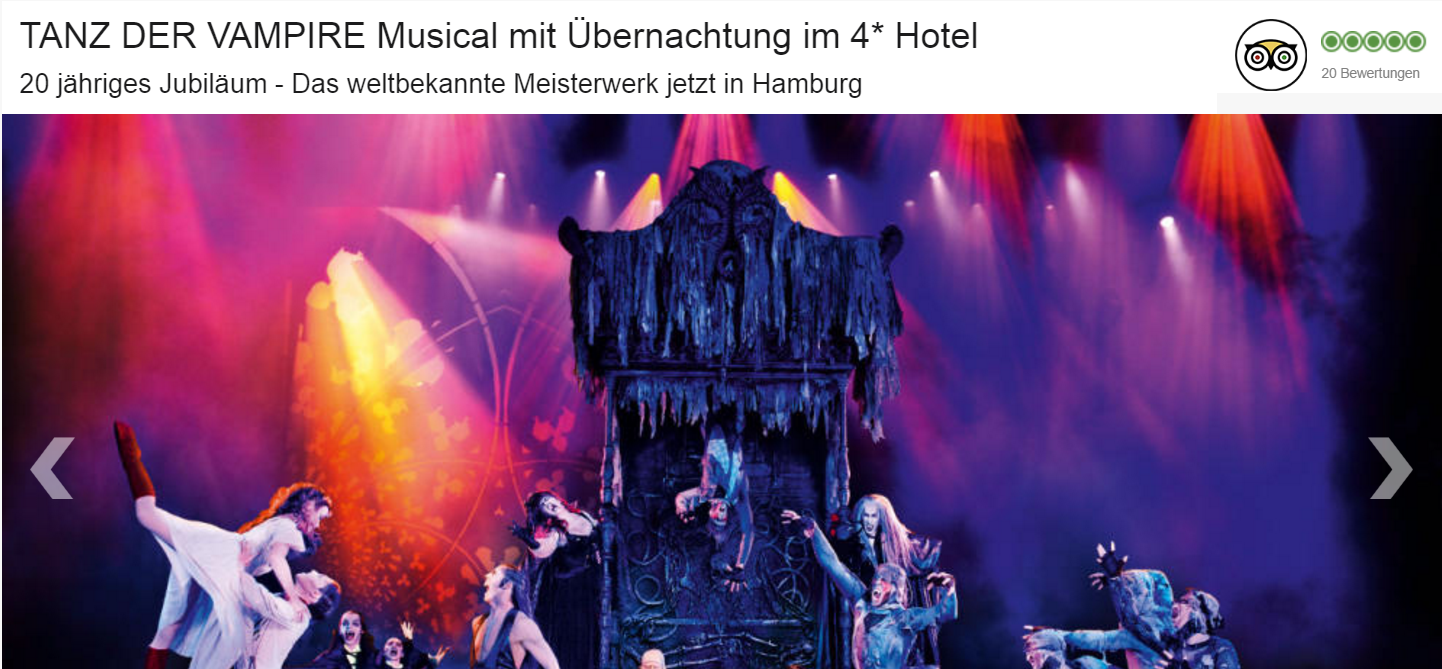 Musical-Trip nach Hamburg: 4* Hotel mit Frühstück und Karten für „Tanz der Vampire“ ab 99 ...